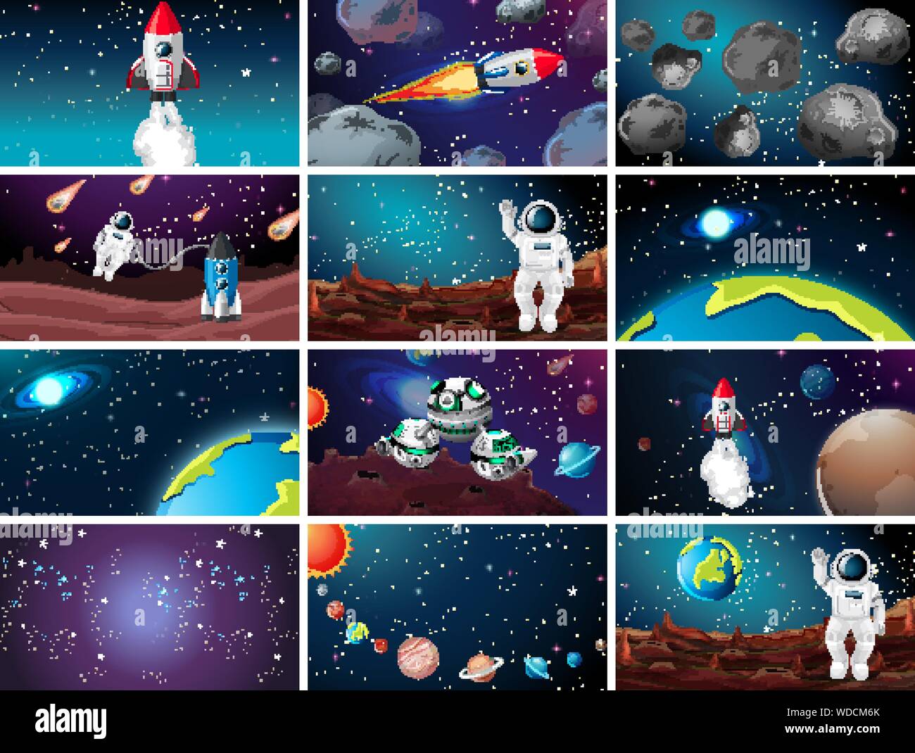 Huge space scene set illustration Stock Vector Image & Art - Alamy