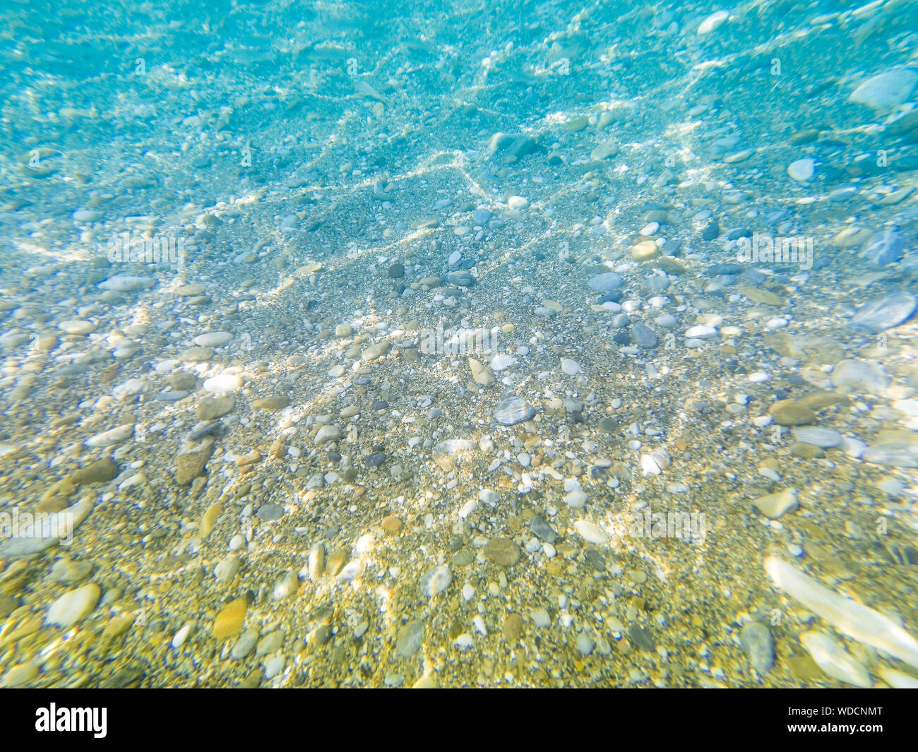 Seabed is close up with sand and stones. Underwater shooting Stock ...