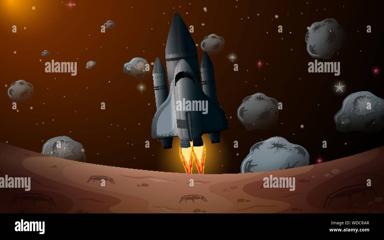 Rocket and mars scene illustration Stock Vector Image & Art - Alamy
