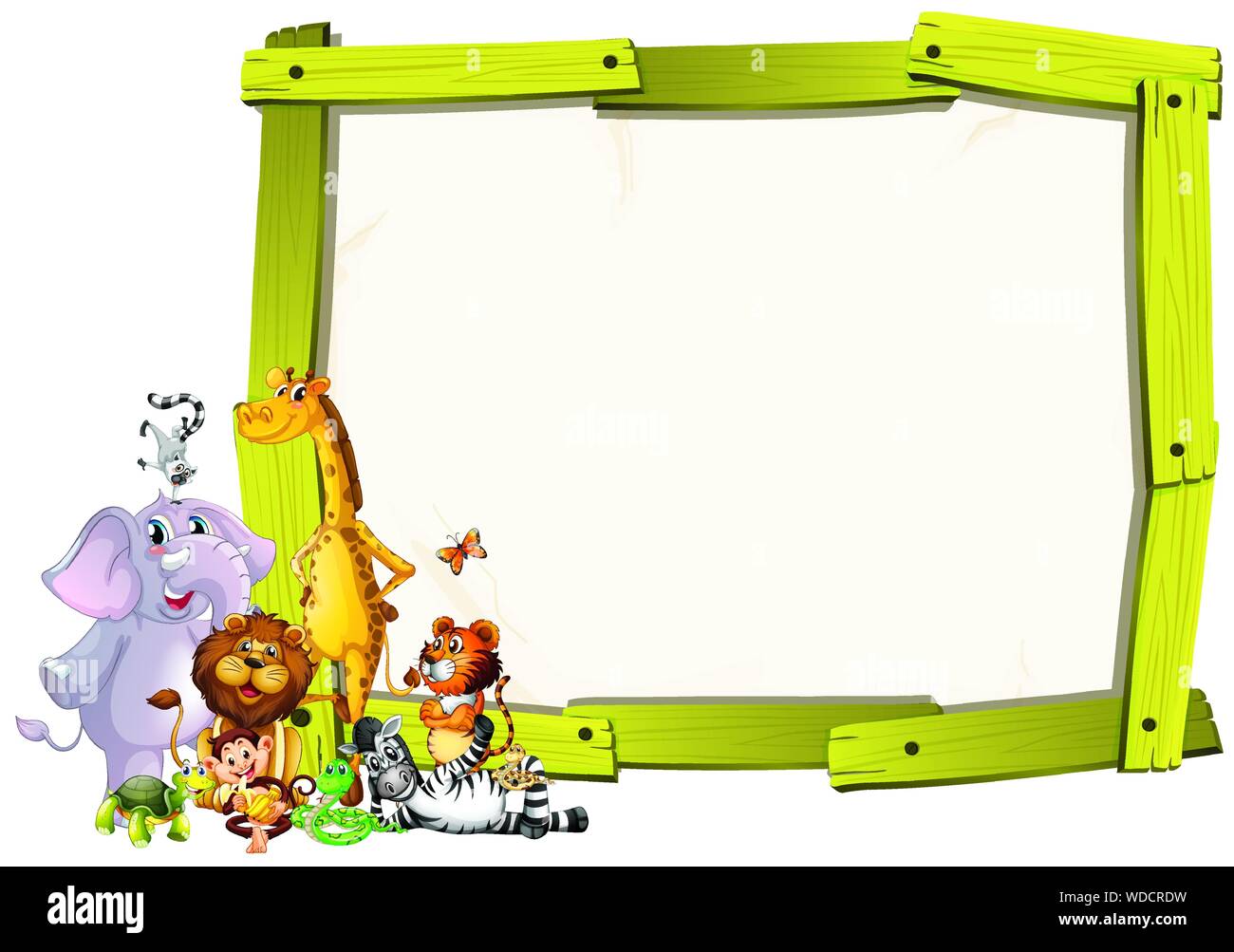 Border template with cute animals illustration Stock Vector Image & Art ...