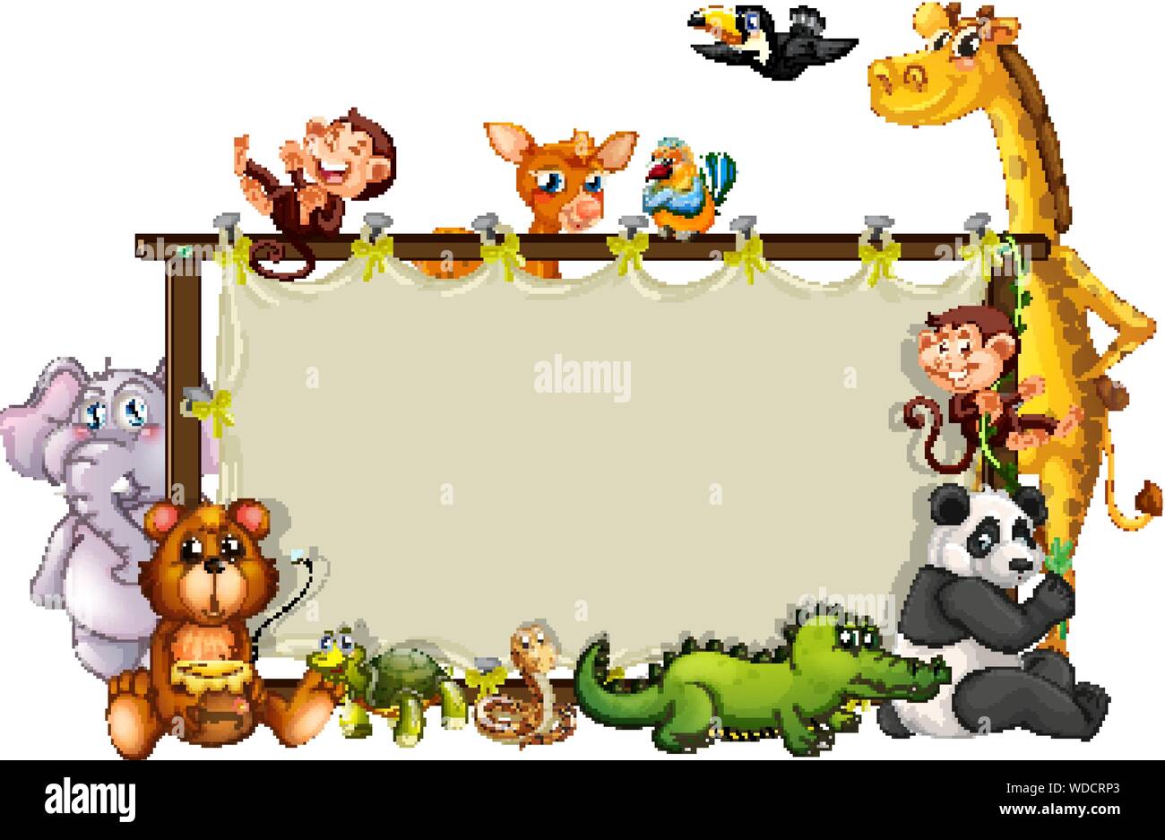 Border template with cute animals illustration Stock Vector Image & Art ...