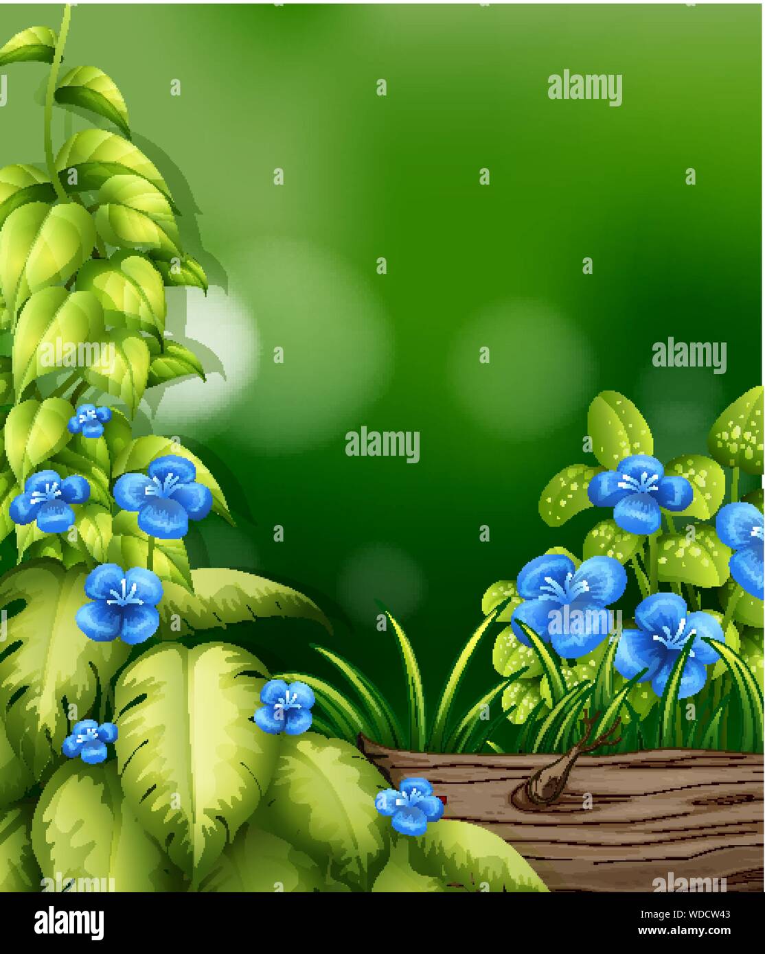 Nature scene with blue flower in garden illustration Stock Vector Image ...