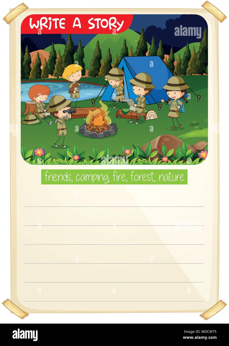 Camping tent fire scene Cut Out Stock Images & Pictures - Alamy