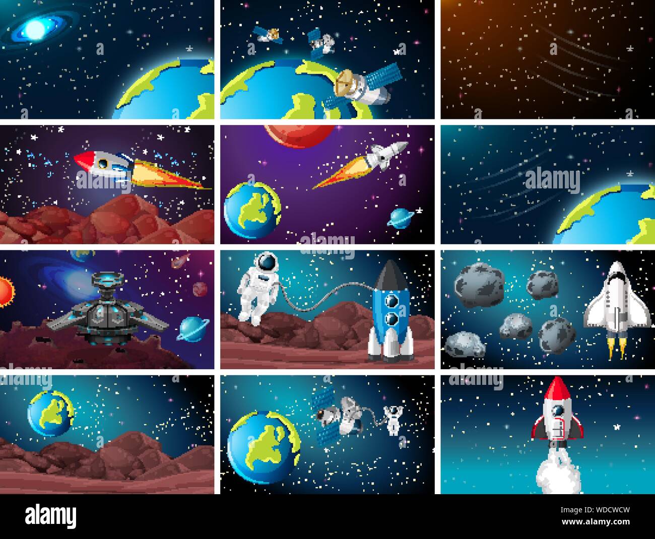 Big space background scene set illustration Stock Vector Image & Art ...