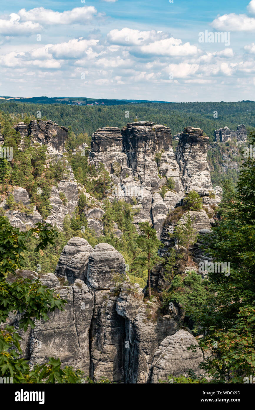 Sandstone rock formations in the Saxon Switzerland, Germany Stock Photo ...