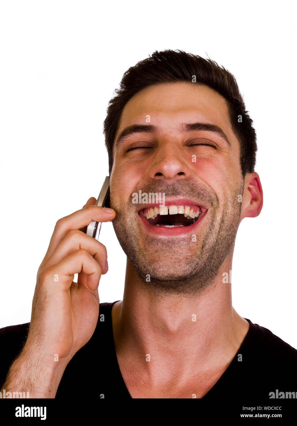 Laughing on mobile hi-res stock photography and images - Alamy
