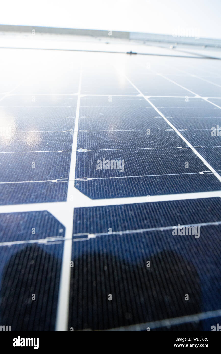 Solar panels and blue sky. Solar panels system power generators from ...