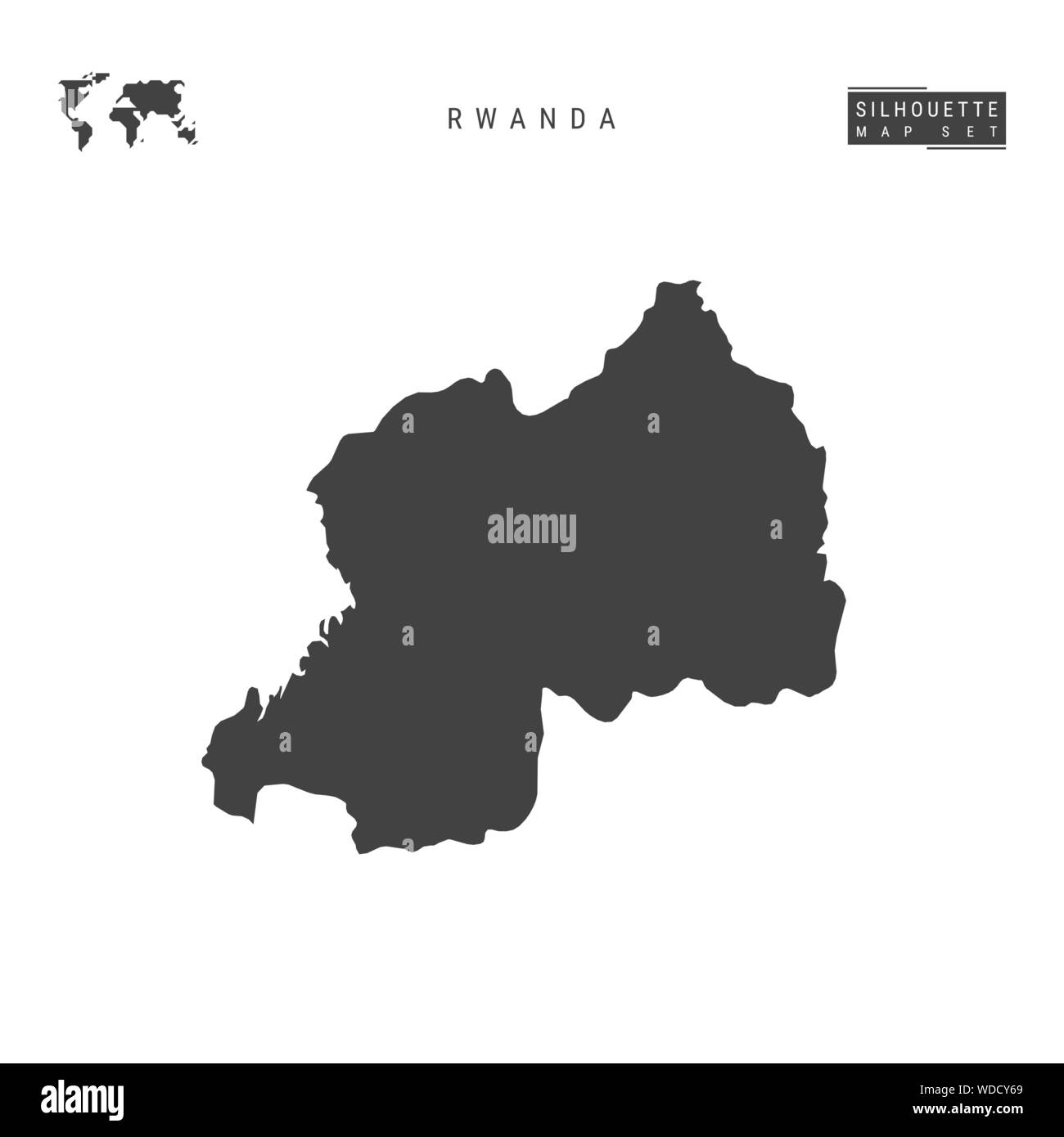 Rwanda Blank Vector Map Isolated on White Background. High-Detailed Black Silhouette Map of ...