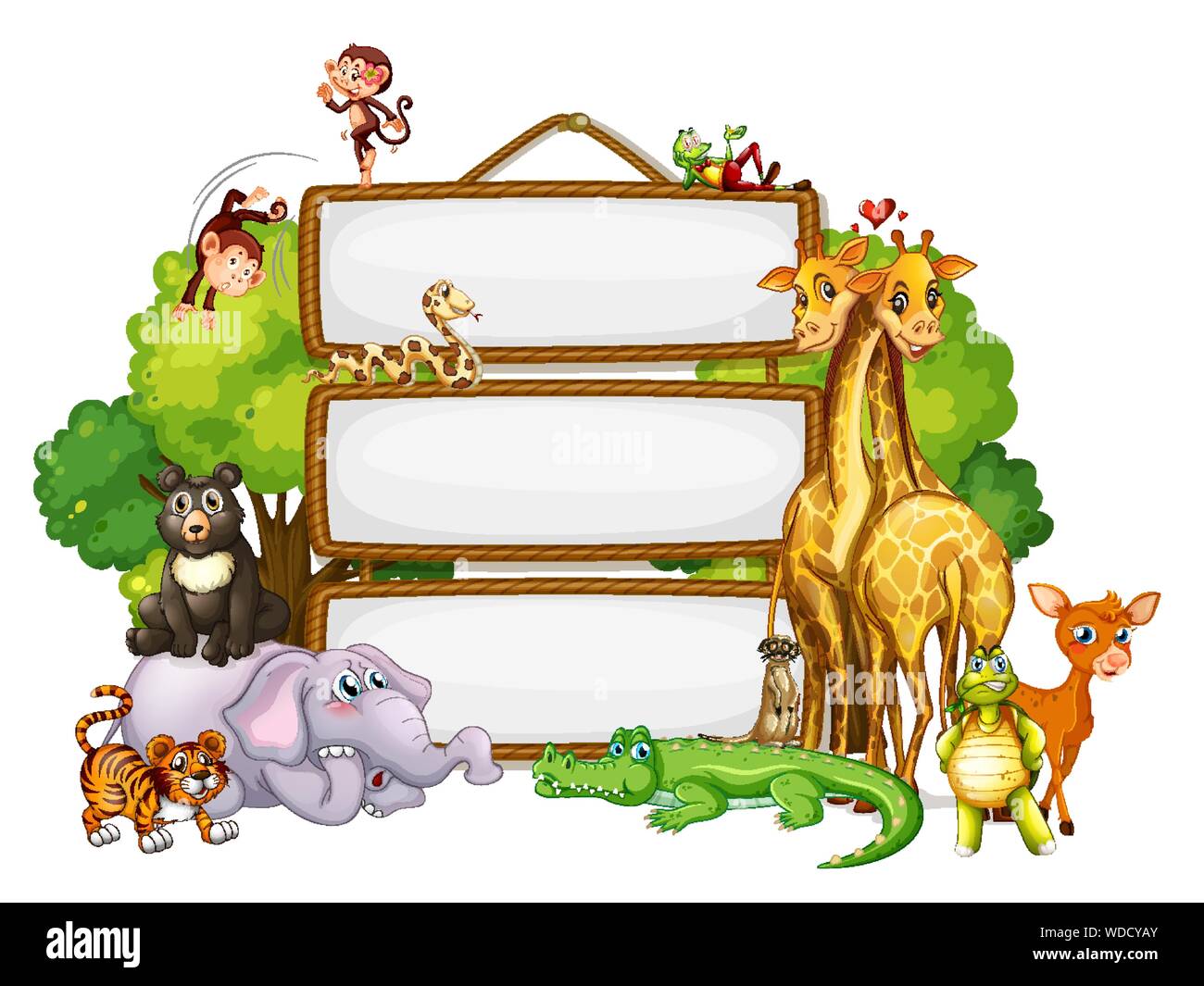 Border template design with cute animals illustration Stock Vector ...