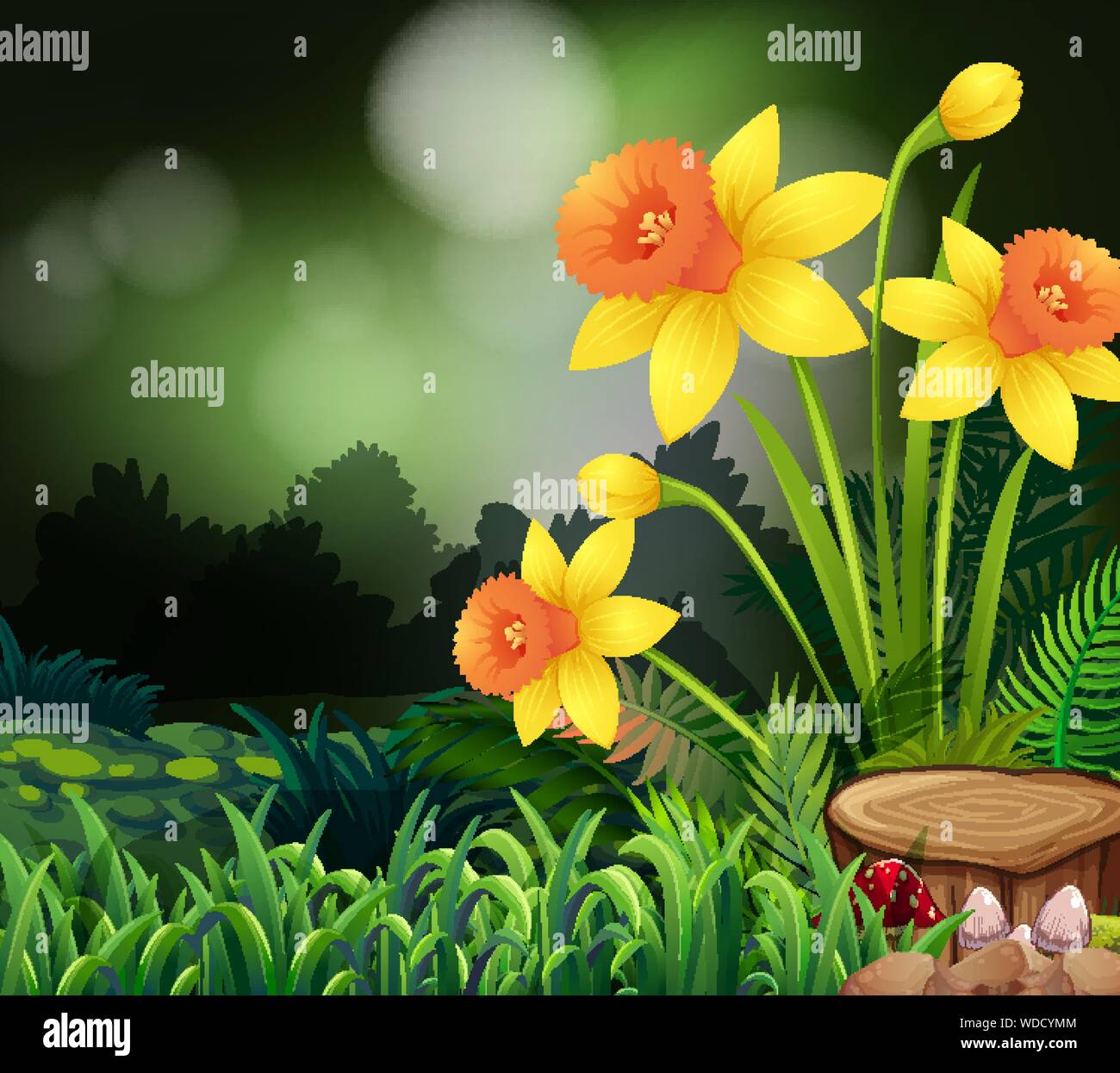 Background scene with nature theme illustration Stock Vector Image ...