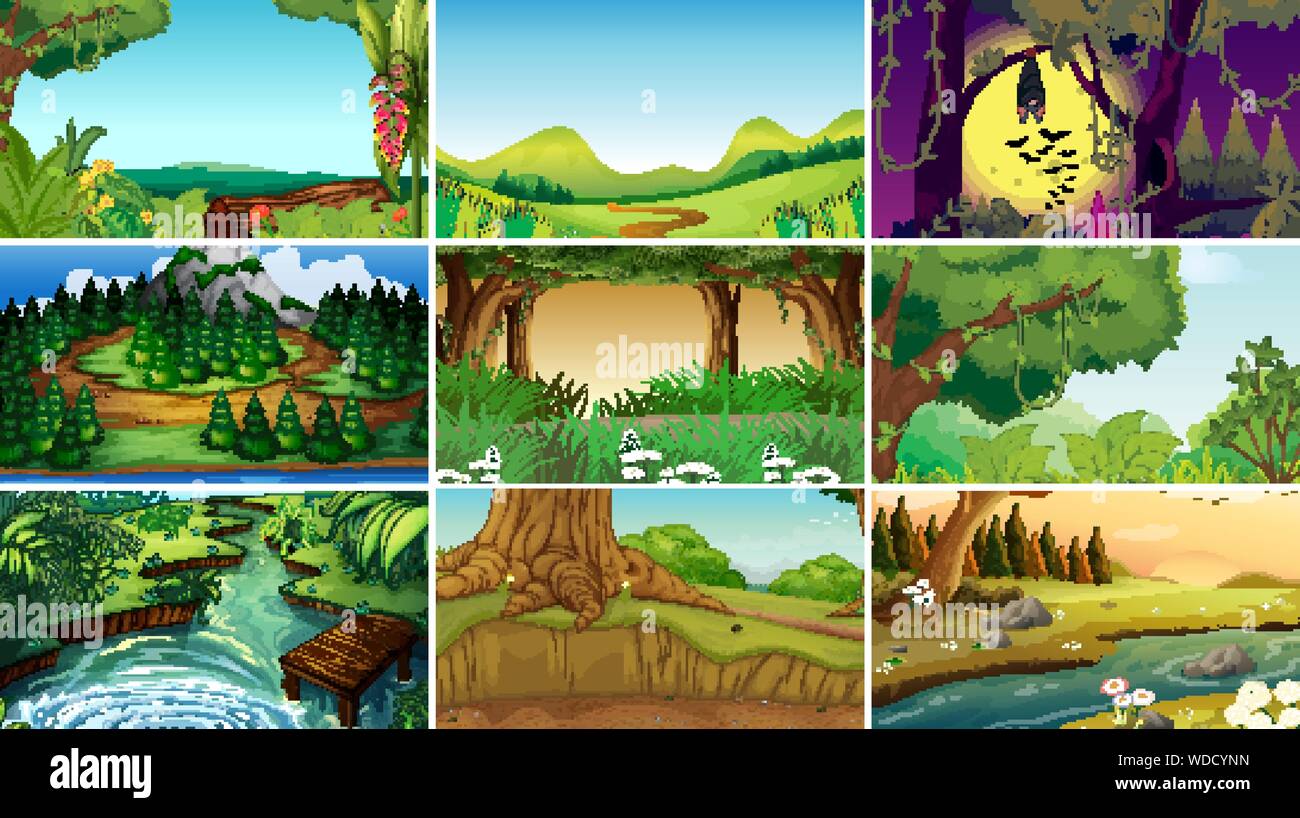Empty, blank landscape nature scenes illustration Stock Vector Image ...