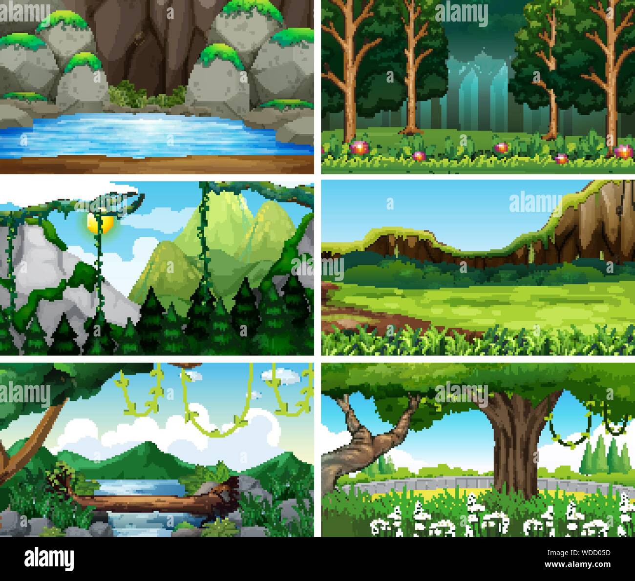 Empty, blank landscape nature scenes illustration Stock Vector Image ...
