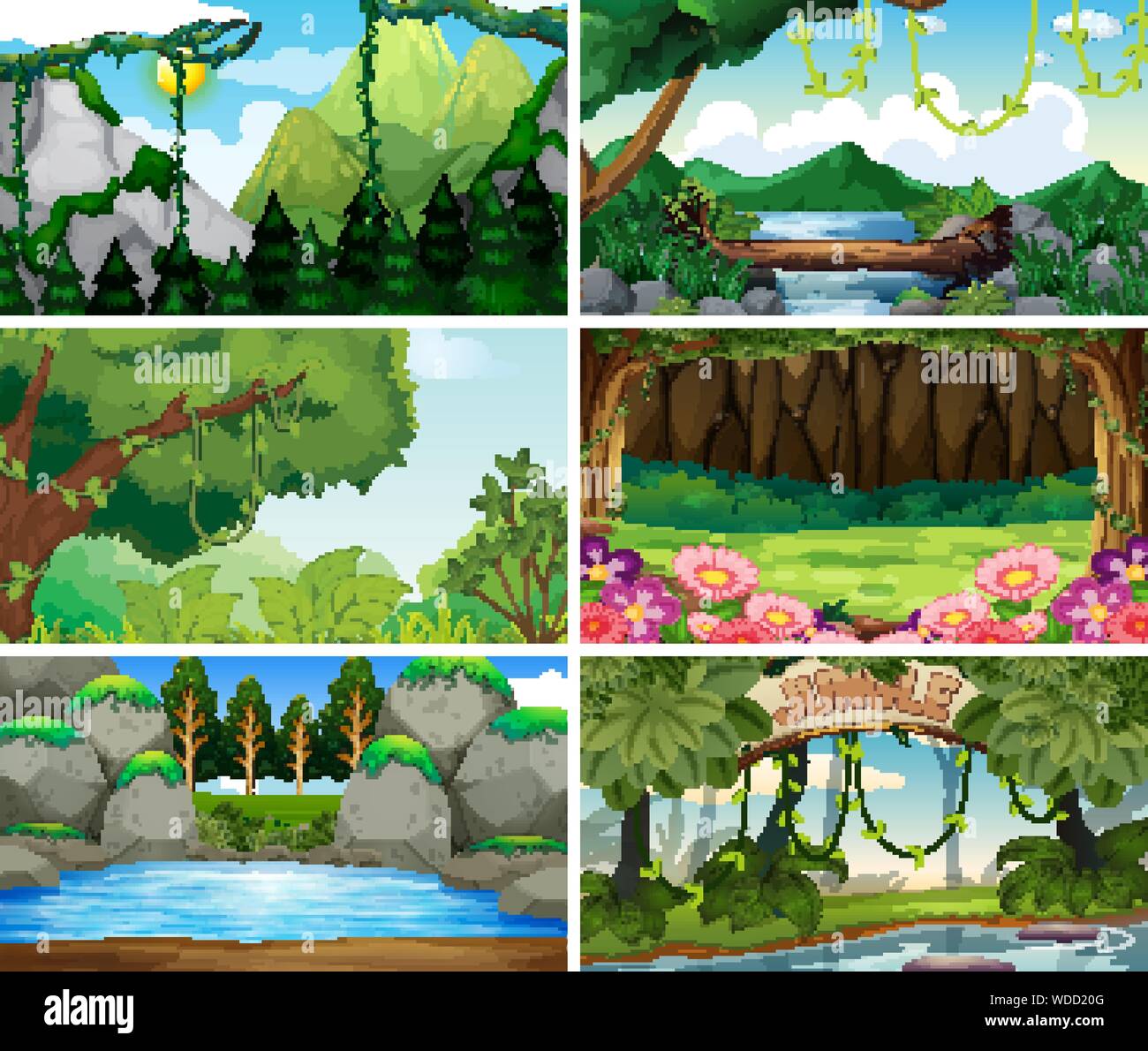 Empty, blank landscape nature scenes illustration Stock Vector Image ...