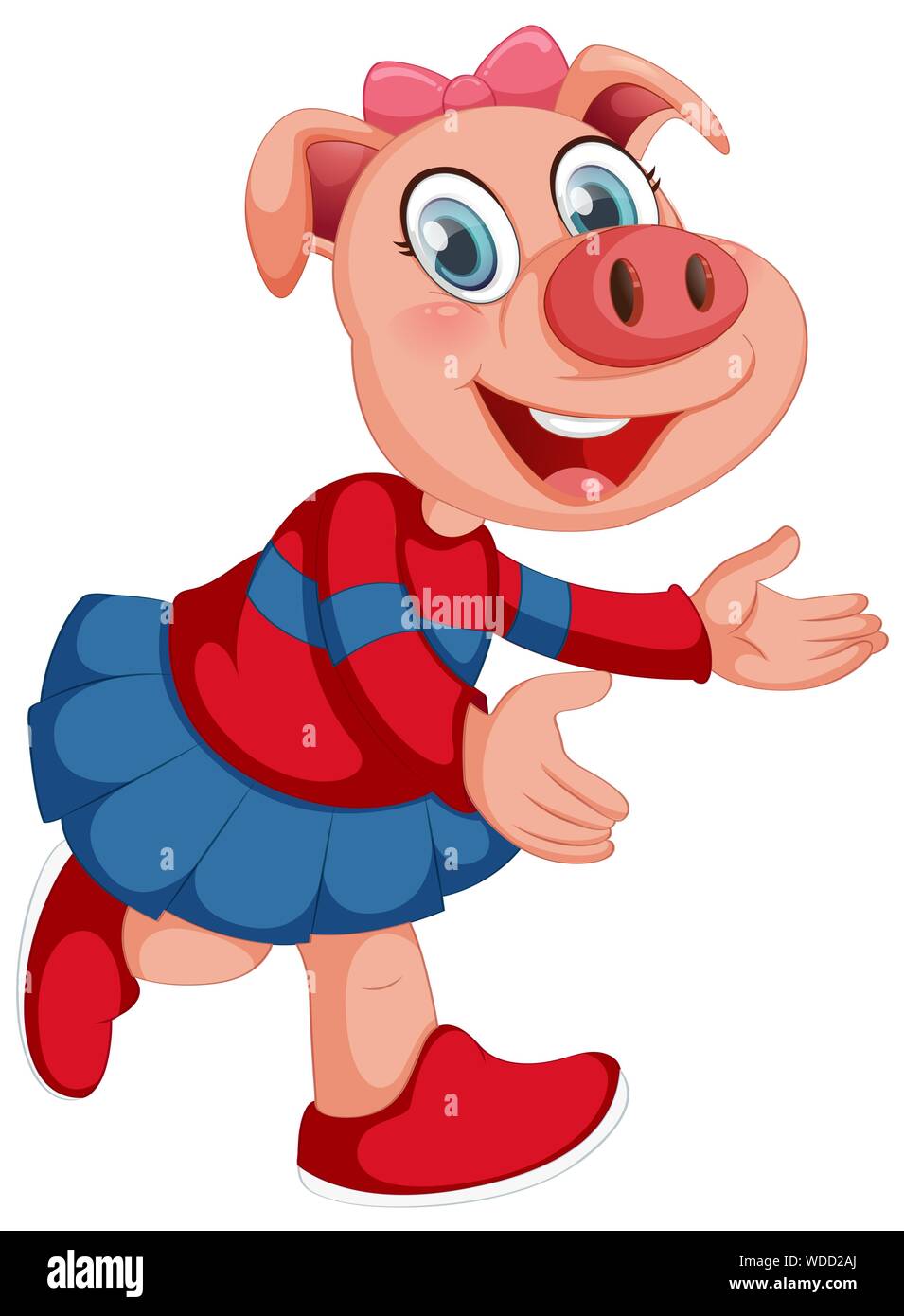 Cute pig in human-like pose isolated illustration Stock Vector Image ...
