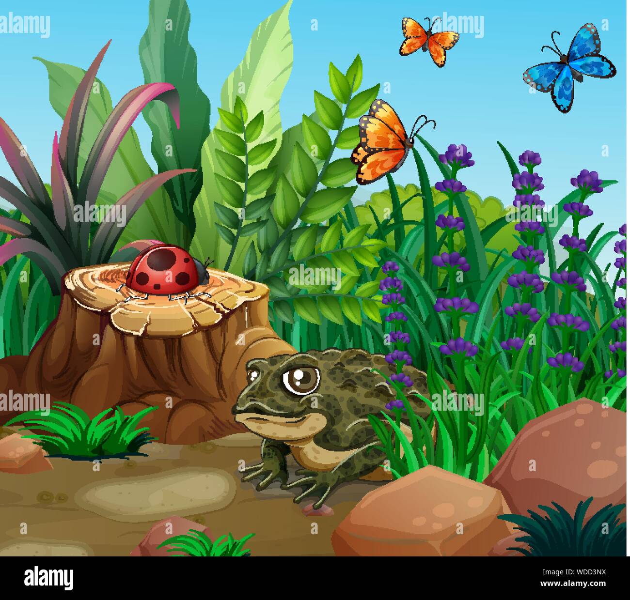 Background scene with insects in garden illustration Stock Vector Image ...