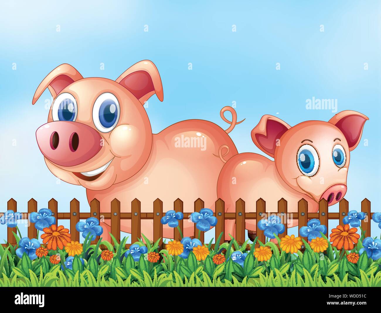 Pigs in outdoor scene illustration Stock Vector Image & Art - Alamy