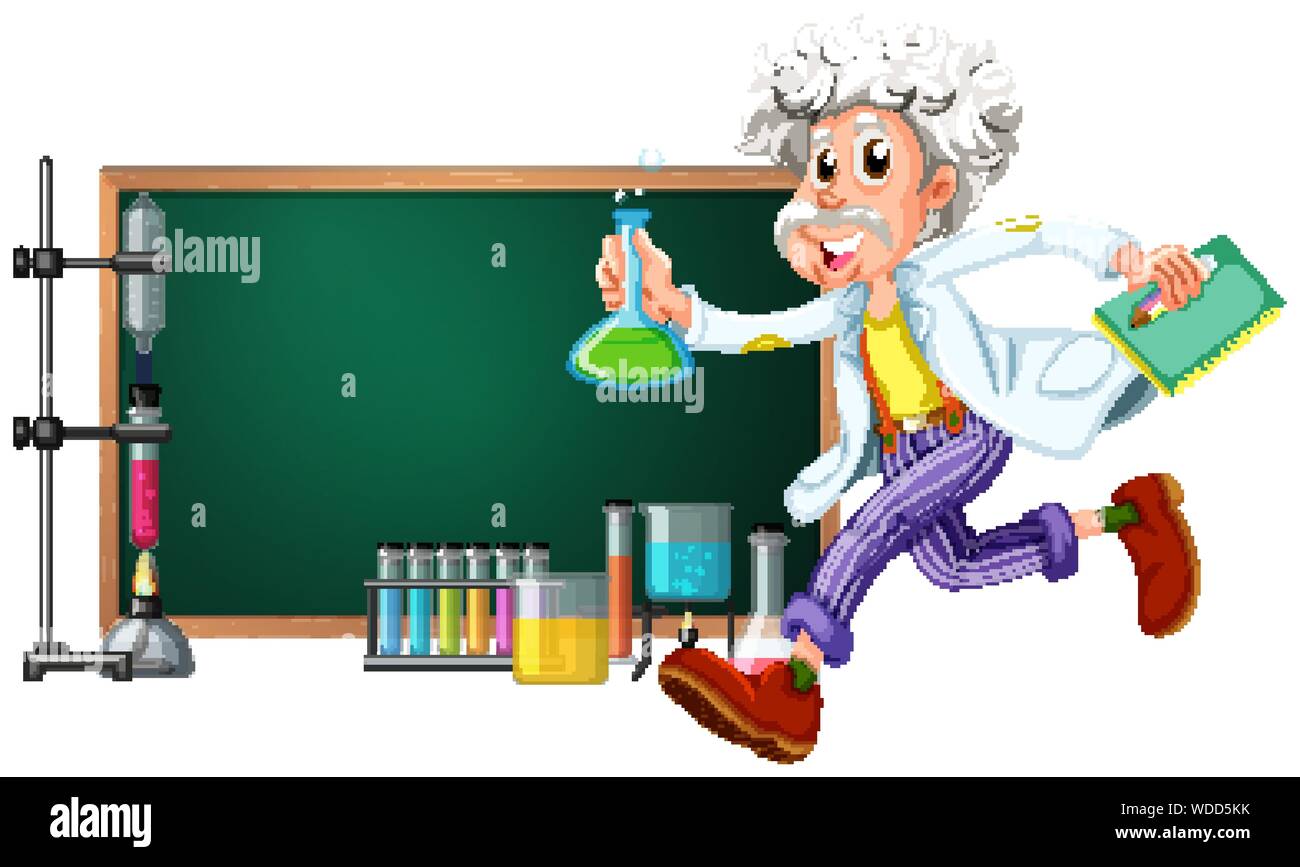 Border template with scientist working with tools illustration Stock ...