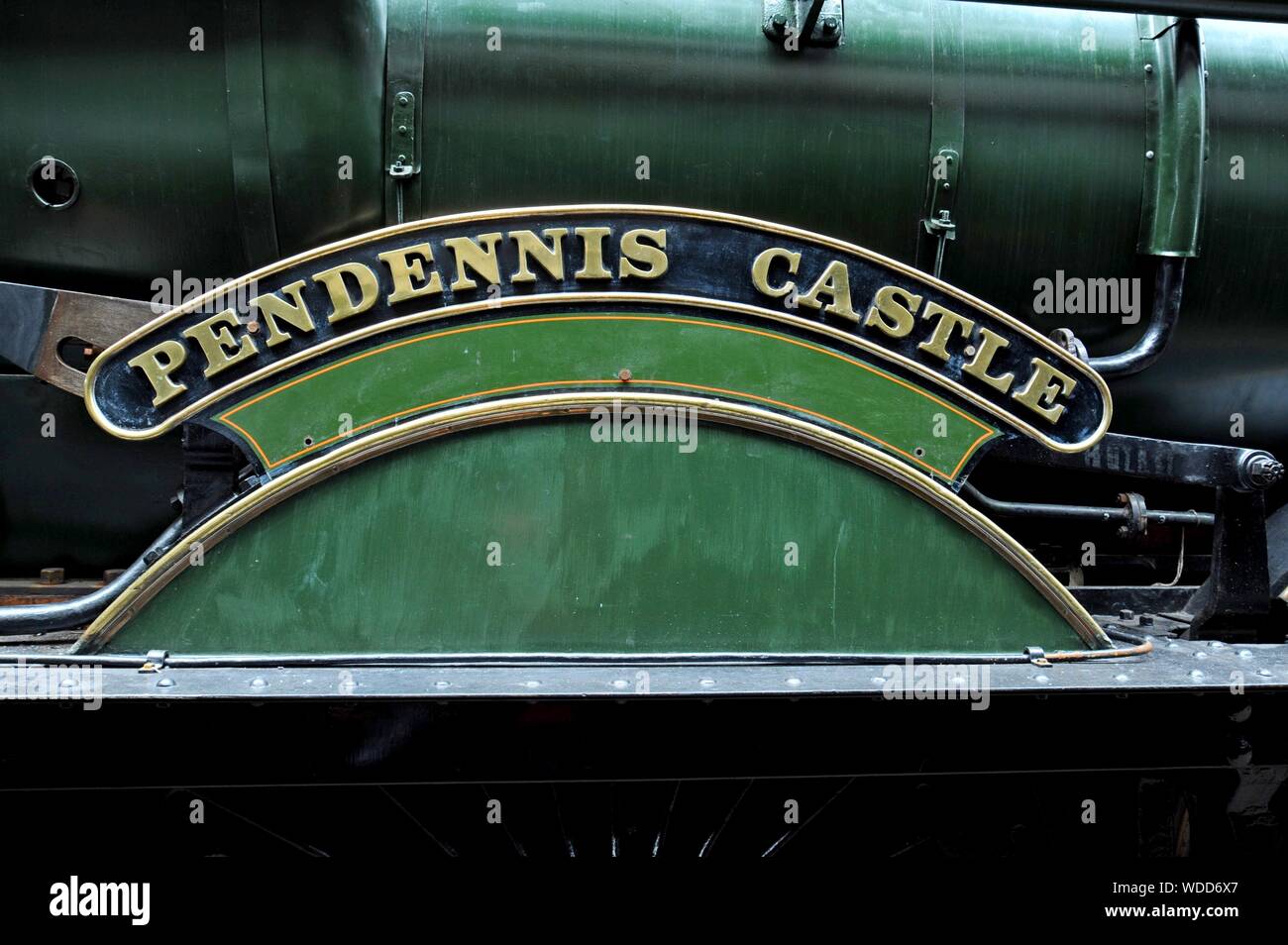 The nameboard of GWR Castle class steam locomotive No.4079 ‘Pendennis ...