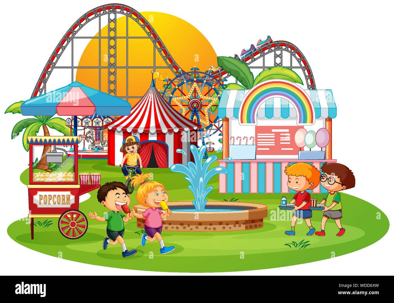 An outdoor funfair scene illustration Stock Vector Image & Art - Alamy