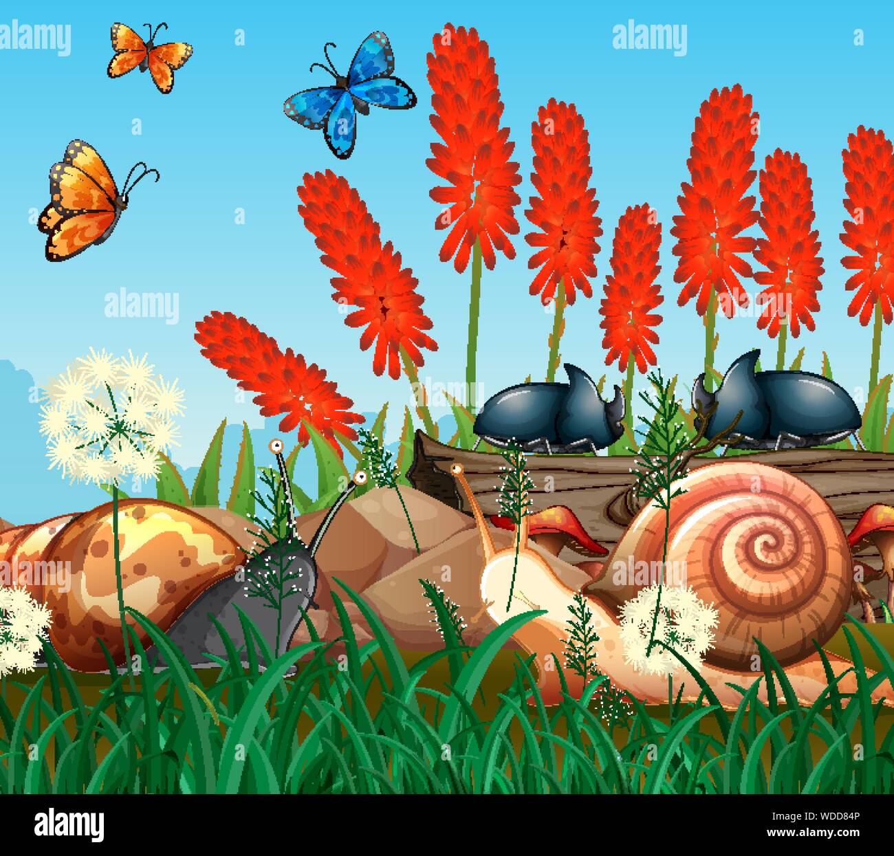 Background scene with insects in the park illustration Stock Vector ...