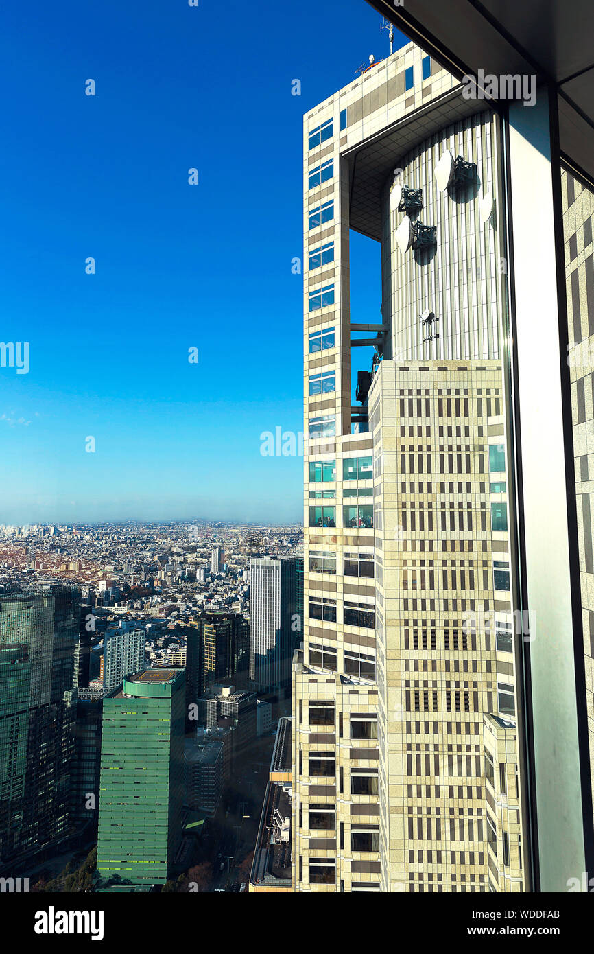 View of the Japanese capital city and close skyscrapers as seen from ...