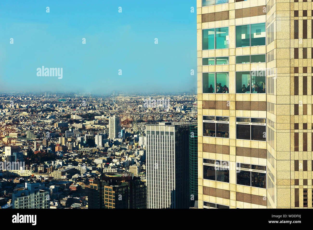 View of the Japanese capital city and close skyscrapers as seen from ...