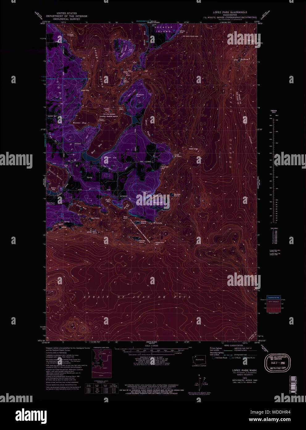 USGS Topo Map Washington State WA Lopez Pass 242064 1973 24000 Inverted ...