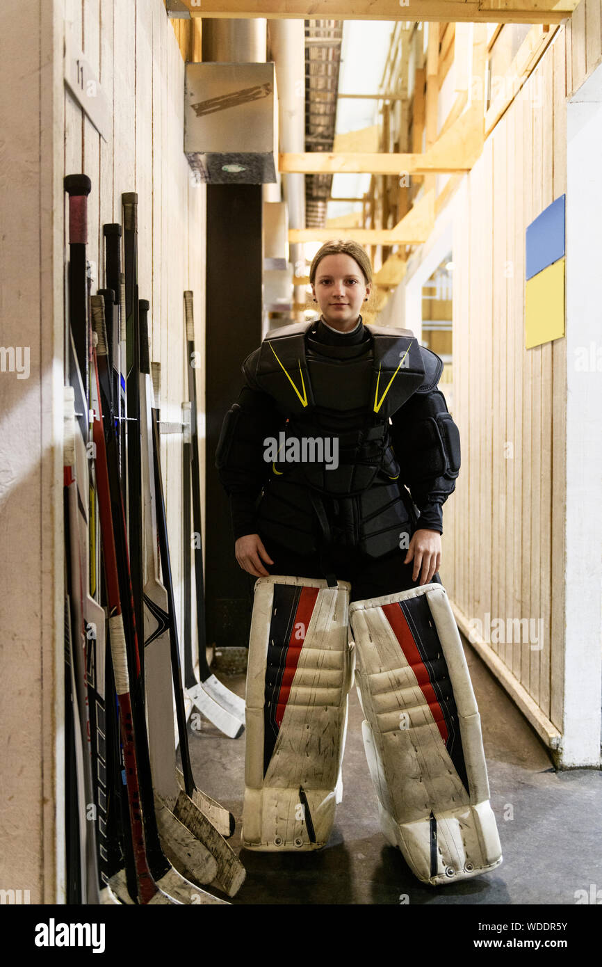 Girl in ice hockey uniform Stock Photo - Alamy