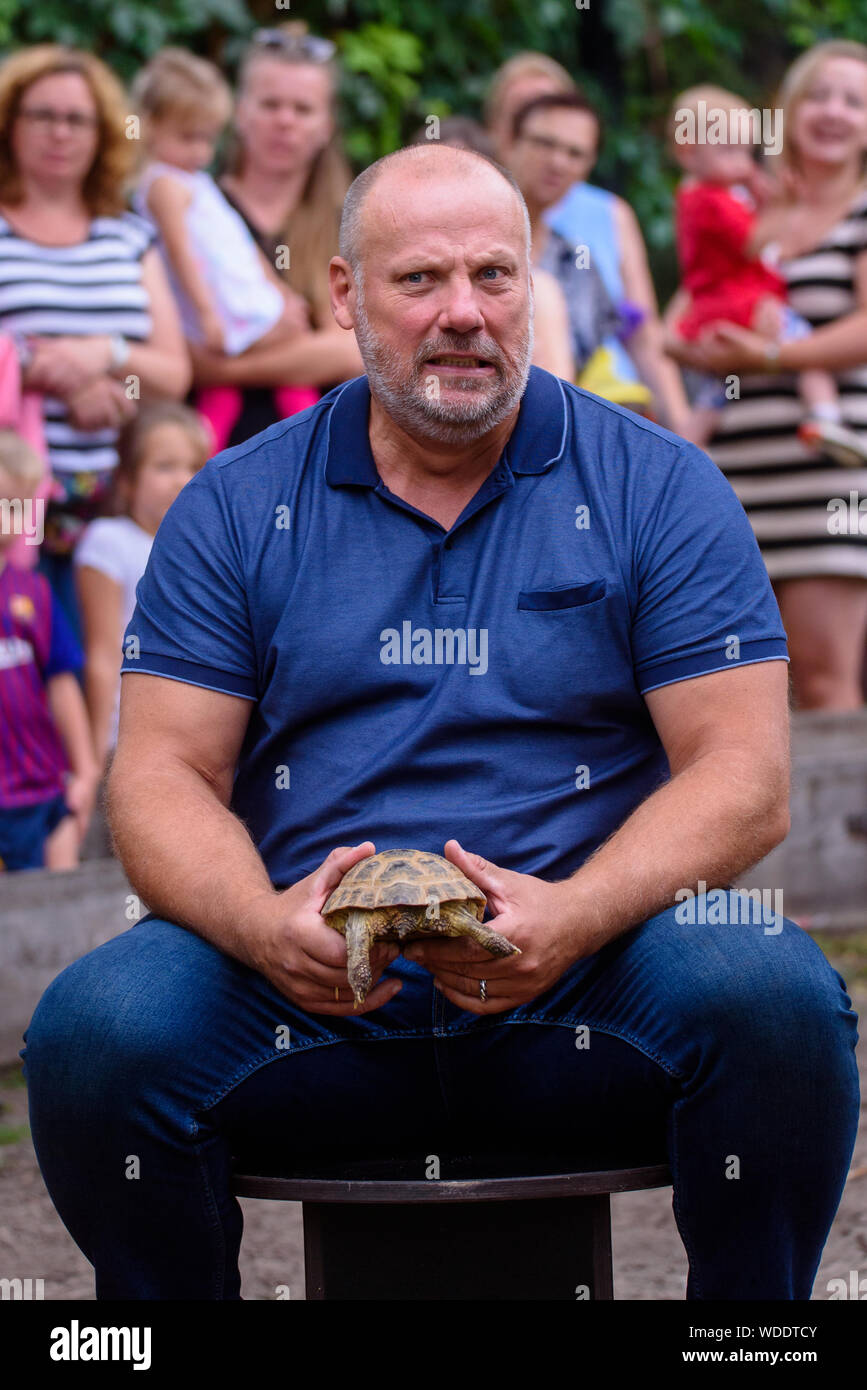 RIGA, Latvia. 29th Aug, 2019. Raimonds Bergmanis, strongman, former ...