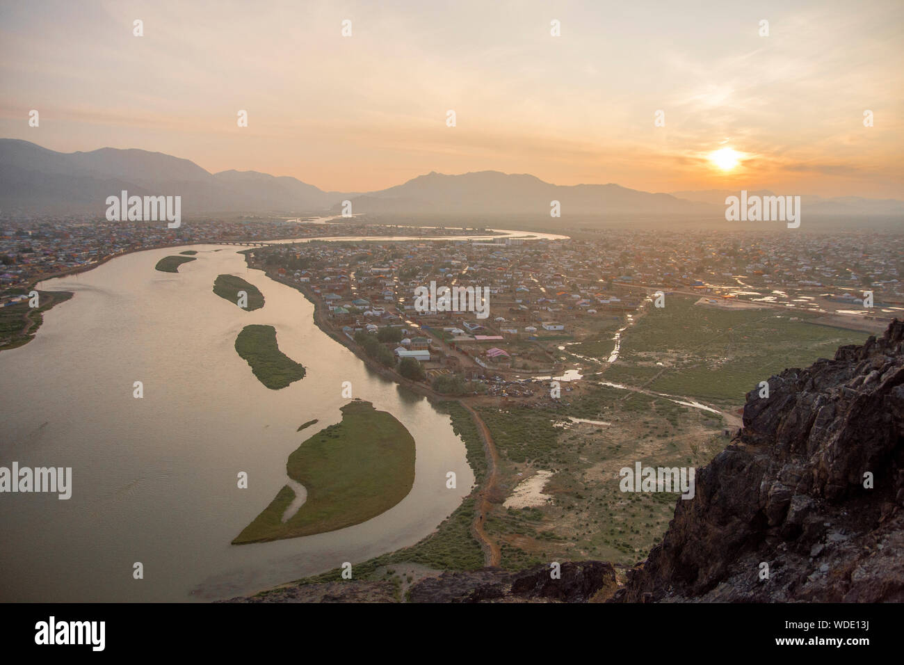 View of Bayan-Olgyi, western Mongolia Stock Photo - Alamy