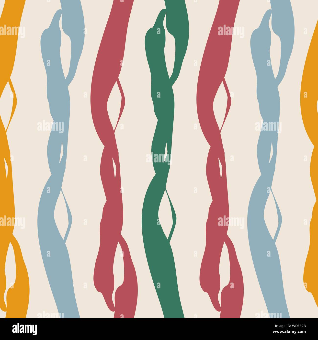 Painterly weave effect vertical stripes in warm tones of teal, red ...