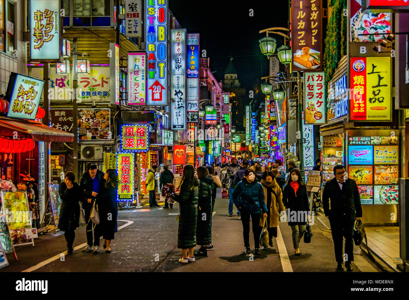 TOKYO, JAPAN, JANUARY- 2019 - Urban street night scene at shinjuku ...