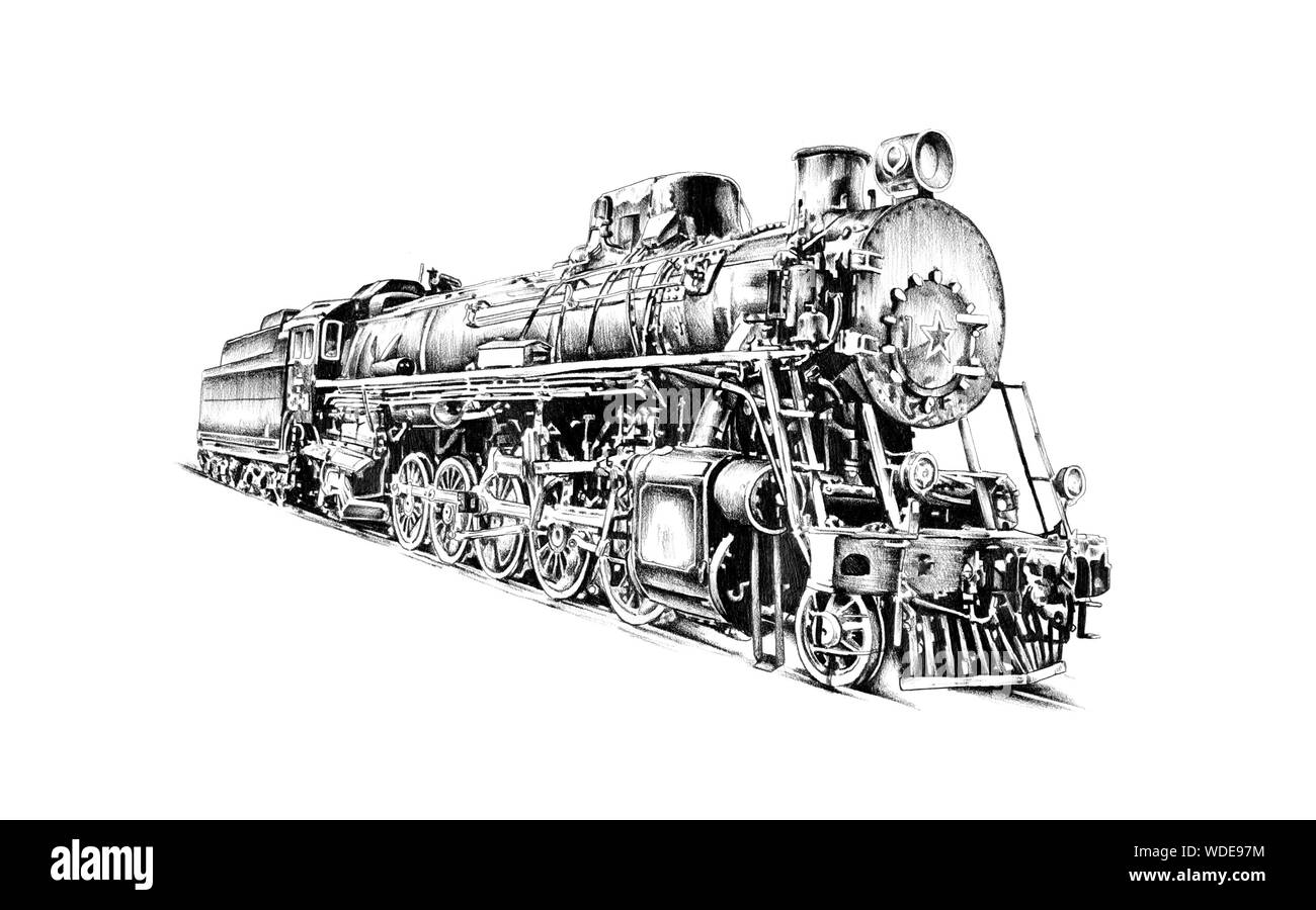 old steam locomotive engine retro vintage Stock Photo - Alamy