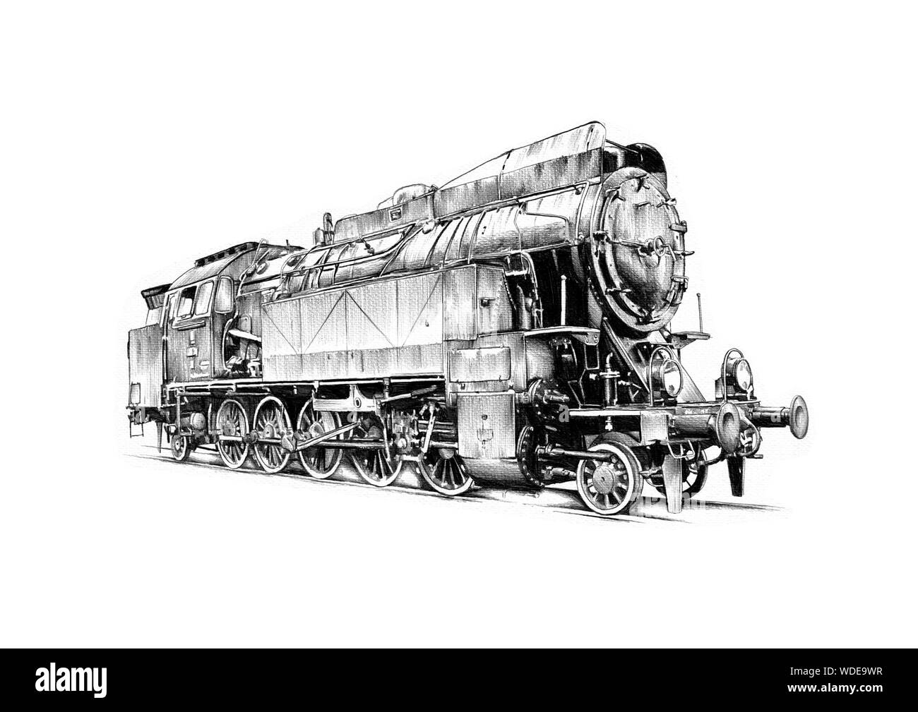 old steam locomotive engine retro vintage Stock Photo - Alamy