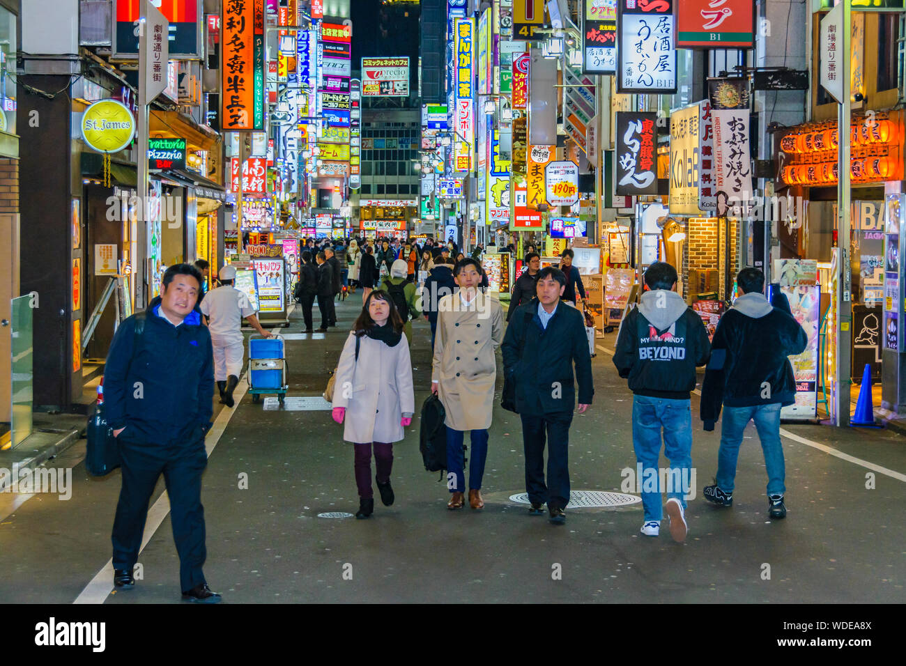 TOKYO, JAPAN, JANUARY- 2019 - Urban street night scene at shinjuku ...