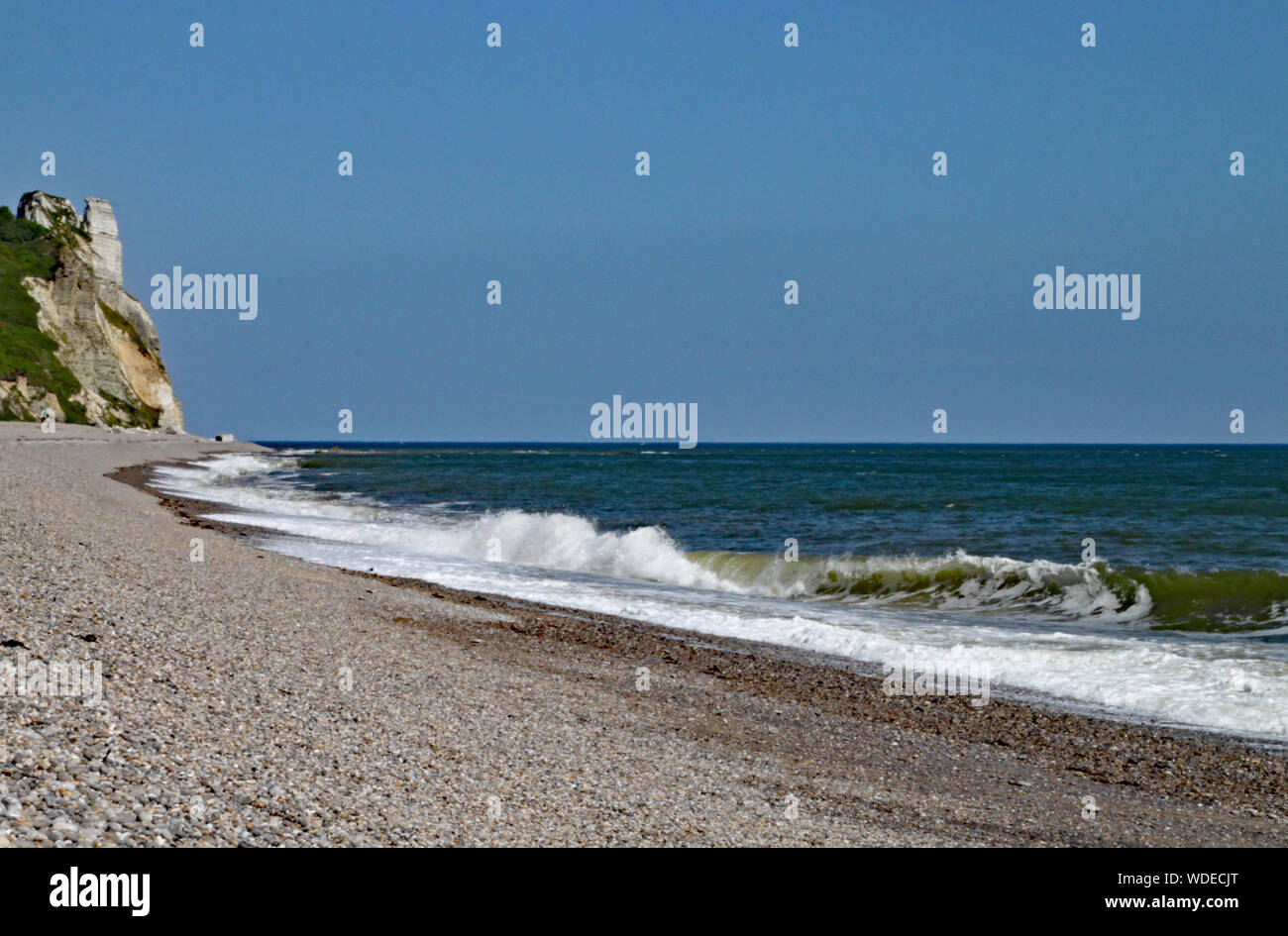 The cliff at Beer Head viewed from Branscombe beach in Devon Stock ...