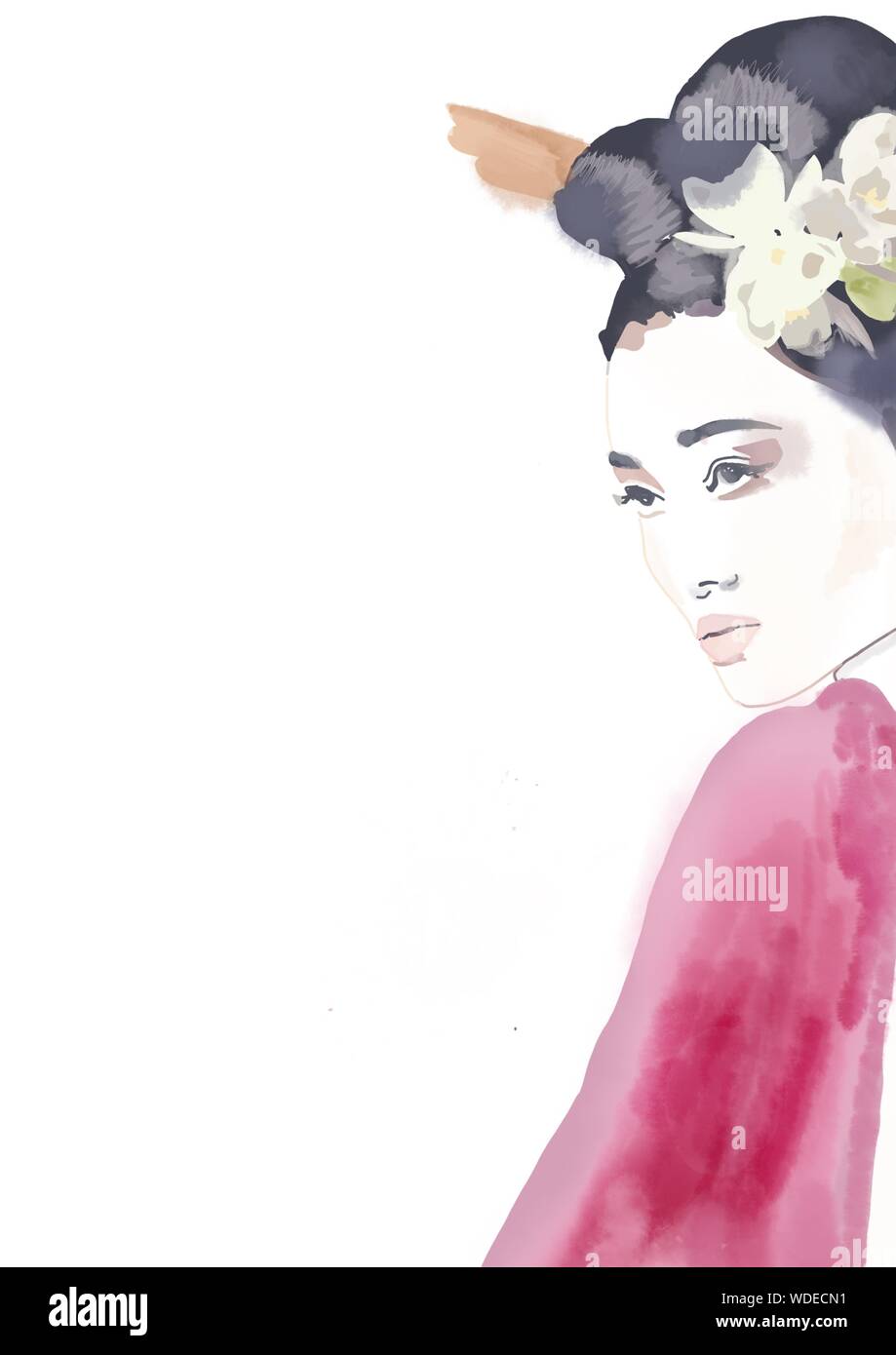 Geisha woman painting banner or background Stock Photo - Alamy