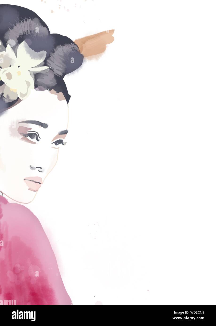 Geisha woman painting banner or background Stock Photo - Alamy