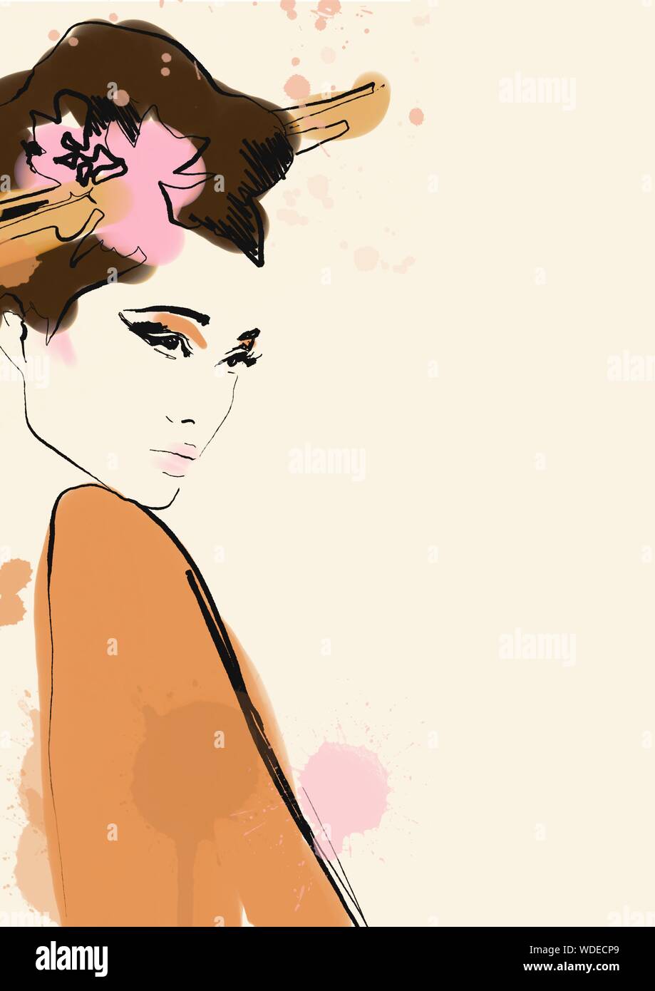 Geisha woman painting banner or background Stock Photo - Alamy