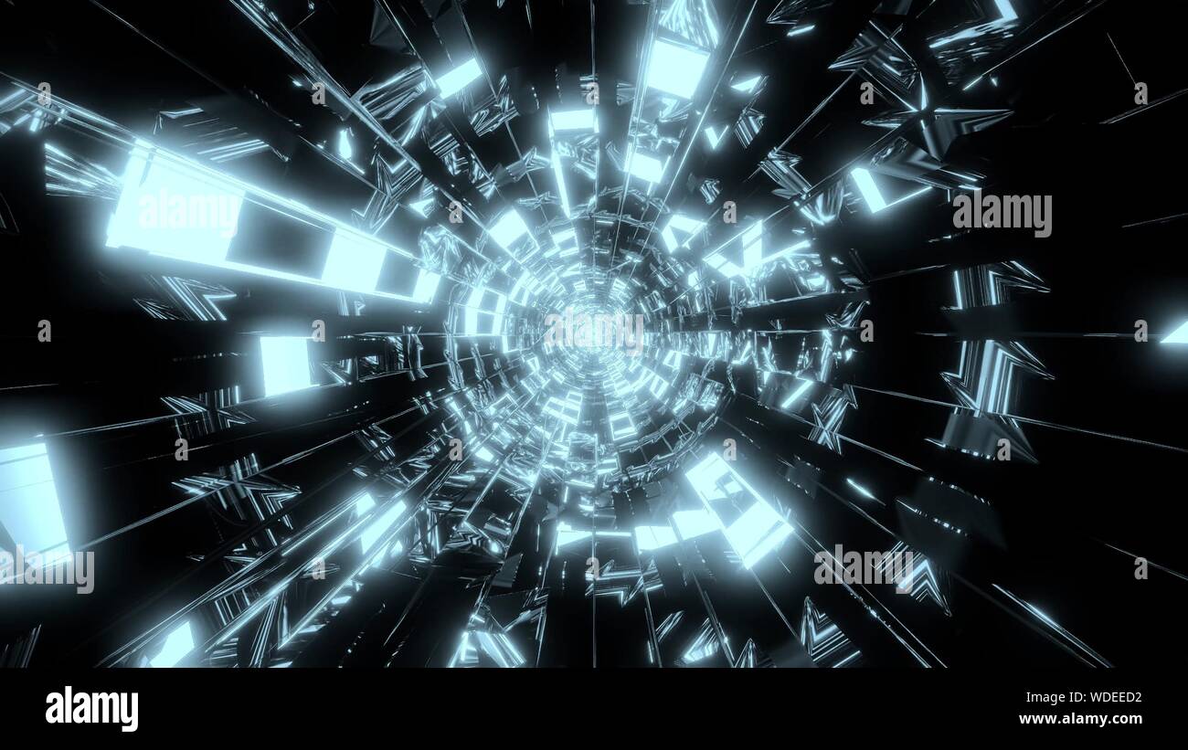 abstract glowing and reflective pattern tunnel design 3d illustration ...