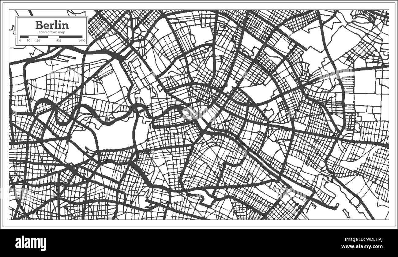 Berlin Germany City Map in Black and White Color. Vector Illustration ...