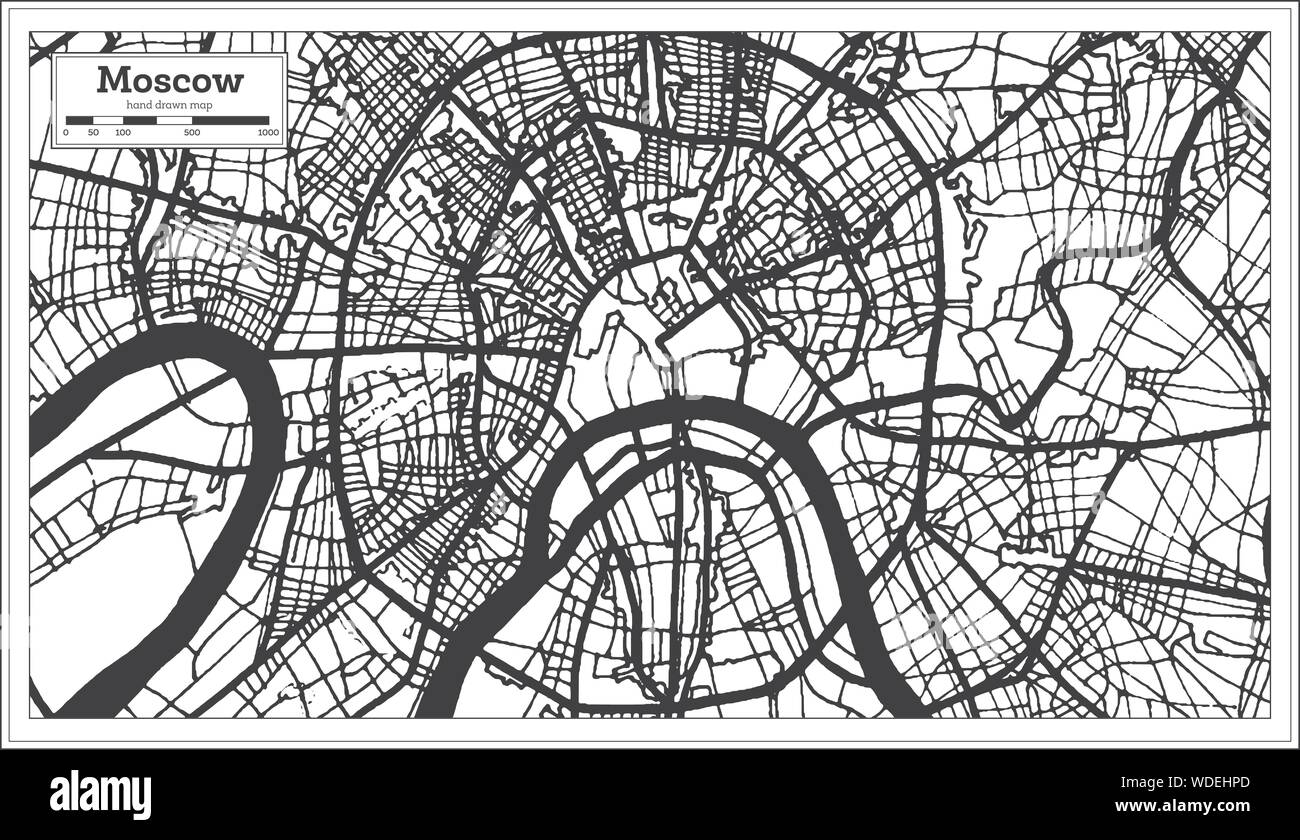 Moscow Russia City Map in Black and White Color. Vector Illustration ...
