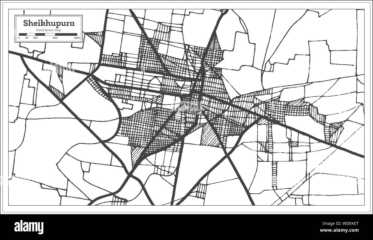 Sheikhupura Pakistan City Map in Black and White Color. Vector ...