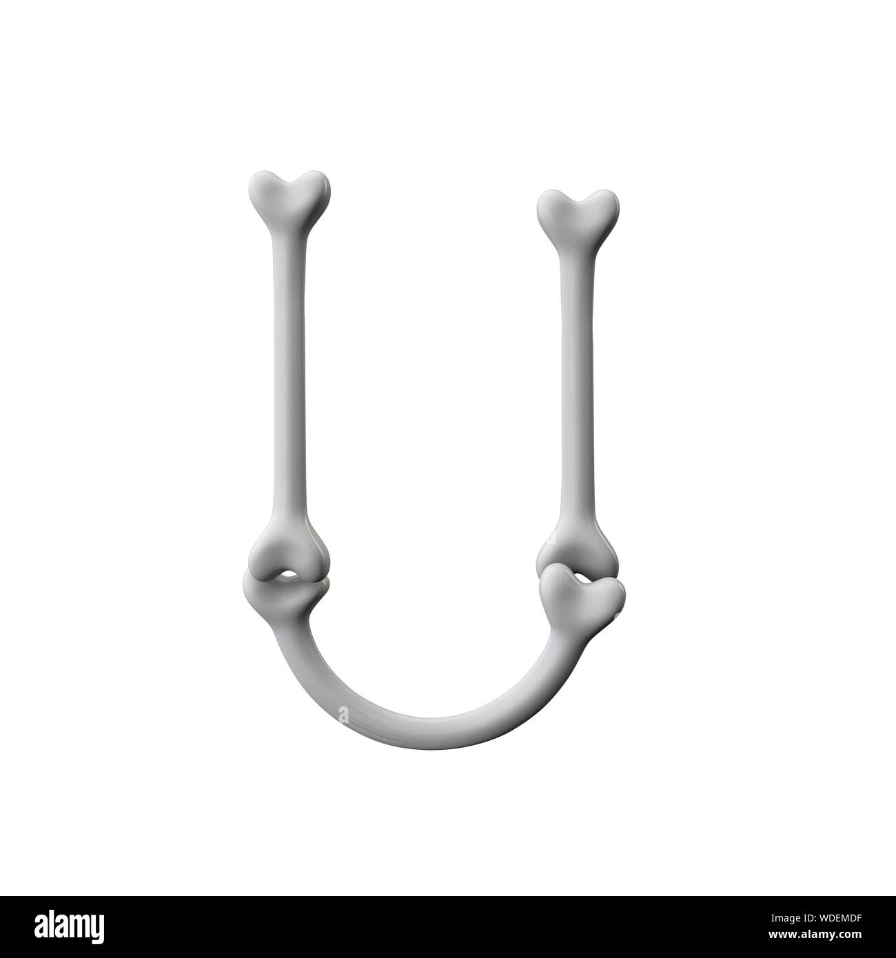 Letter U bone font. Halloween alphabet letter. 3D Rendering Stock Photo ...