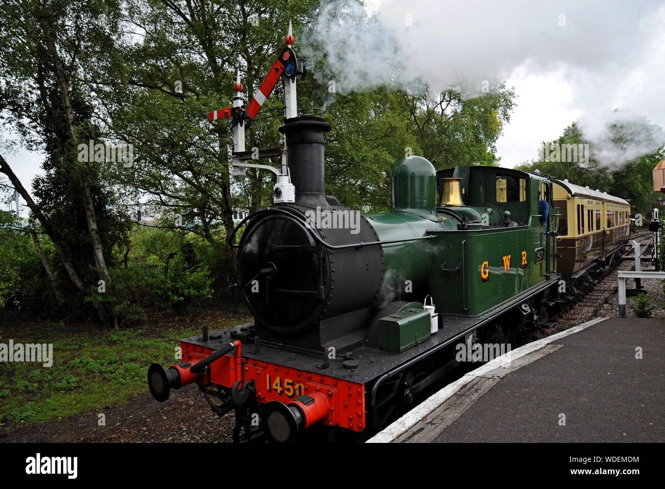 Ex GWR 14xx class No 1450 with a GWR autocoach train at Didcot Railway ...