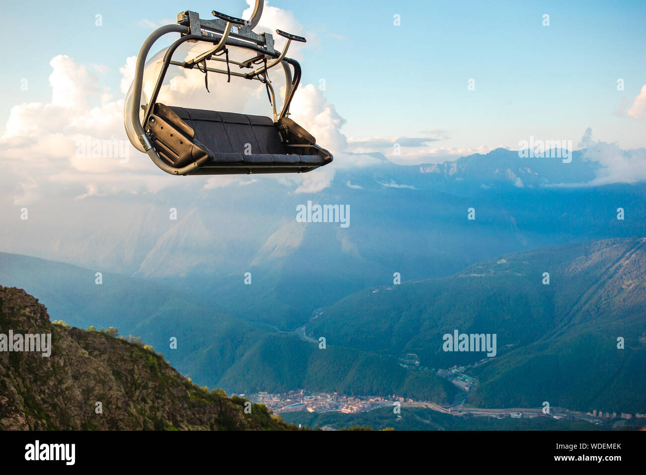 Ropeway on top in mountains Stock Photo - Alamy