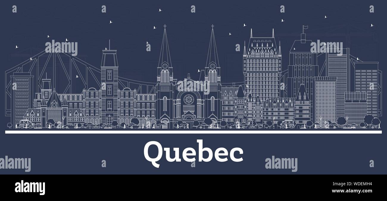 Outline Quebec Canada City Skyline with White Buildings. Vector ...