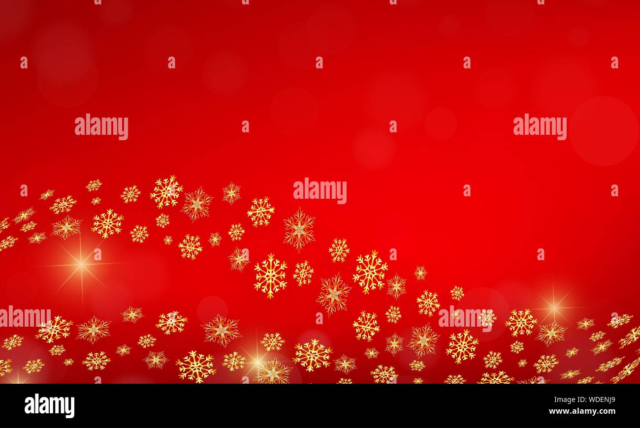 Red festive background with gold snowflakes Stock Vector Image & Art ...
