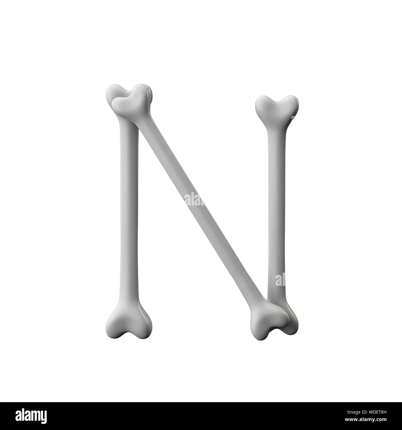 Letter N bone font. Halloween alphabet letter. 3D Rendering Stock Photo ...