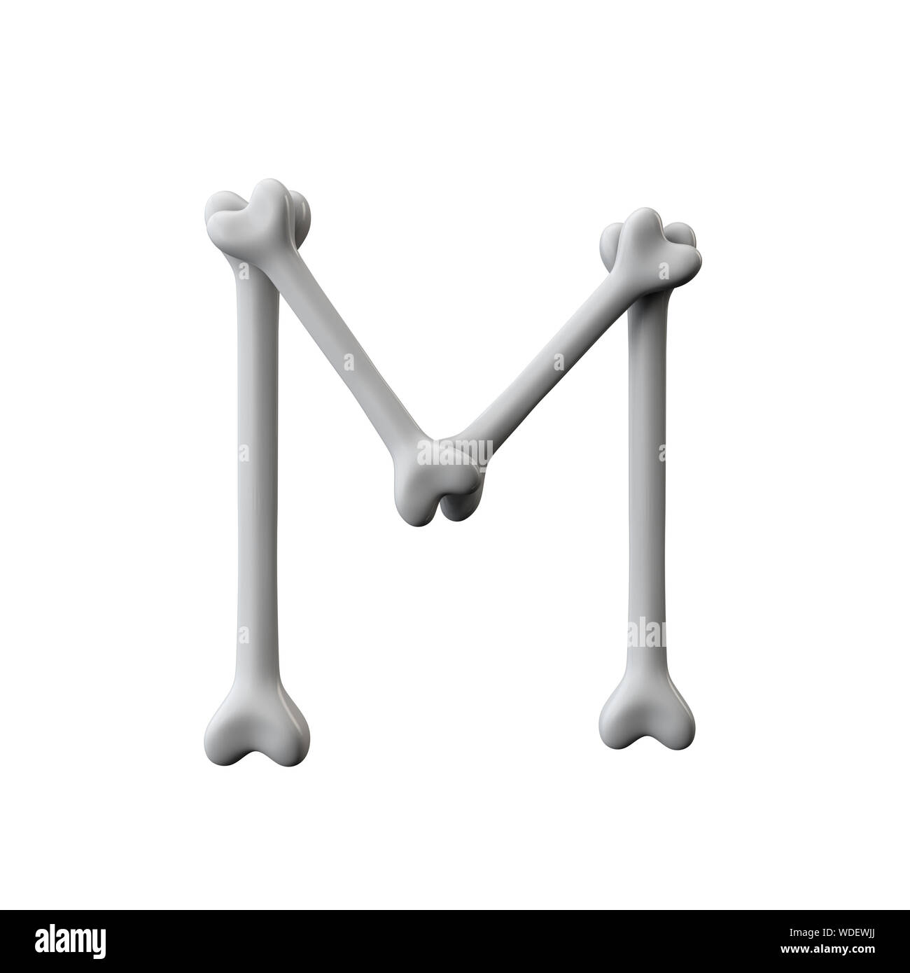 Letter M bone font. Halloween alphabet letter. 3D Rendering Stock Photo ...